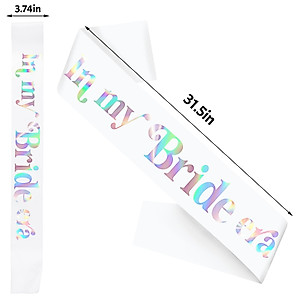 In My Bride Era Sash with Iridescent Foil, White Bride to Be Bachelorette Sash for Hen Party Bridal Shower Engagement Wedding Party Decorations Supplies Accessories Favors Gift (White+Iridescent)