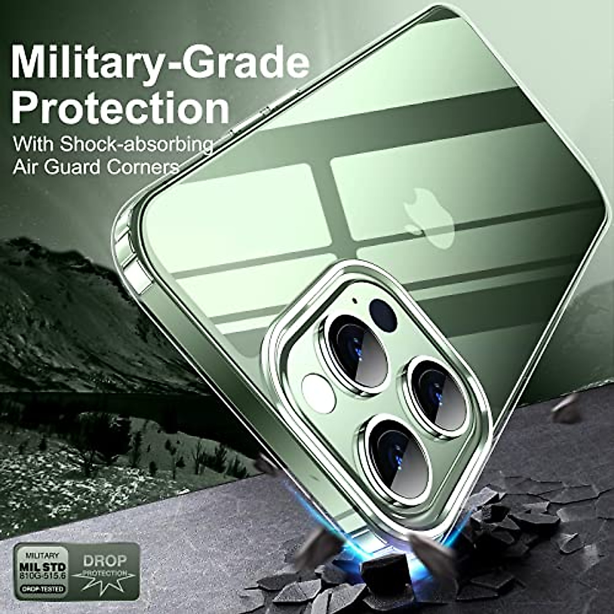 JUSTCOOL Crystal Clear Designed for iPhone 13 Pro Case, [Not Yellowing] [Military Grade Drop Protection] Slim Thin Clear Phone Case for iPhone 13 Pro 6.1 inch (Clear)