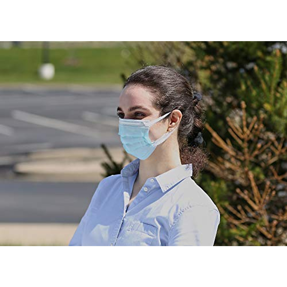 Single Use Pullout Comfort Earloop Disposable Face Mask (Pack of 50), Blue - Latex Free