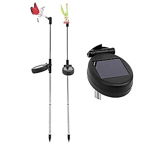 Yosoo123 2pcs/Set Solar Lawn Garden Decoration Bird Lights, LED Color-Changing Optical Fiber Hummingbird Ground Plug Ground Plug Lamp