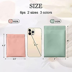 muchly 6Pcs Soft PU Leather Jewelry Travel Bag- Pocket Cosmetic Bag- Portable Jewelry Organizer for Jewelry，Cosmetics, Headphones (3 colors)