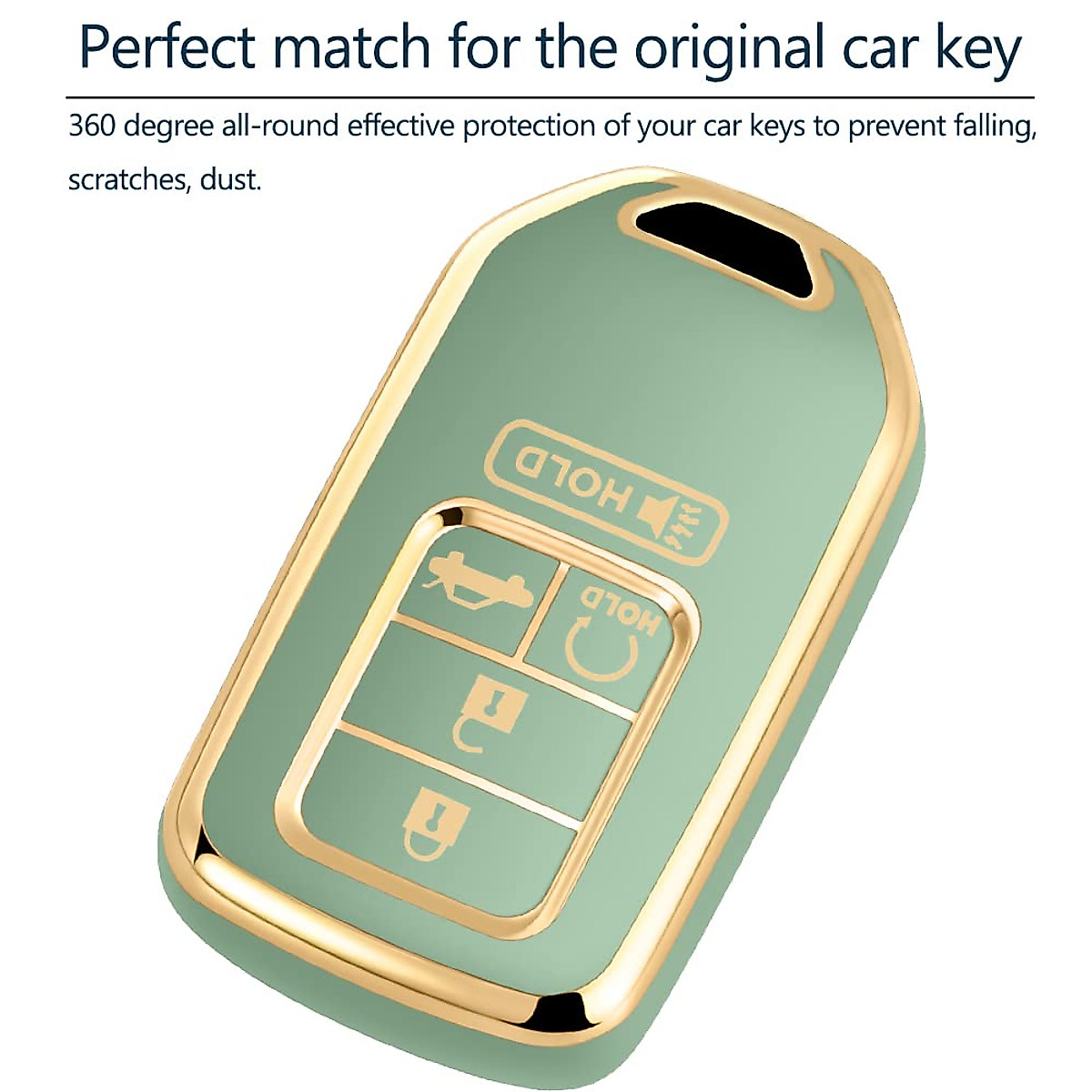 Lcyam Key Fob Cover Case with Keychain Strap, Compatible with Honda Accord Civic CR-V Passport Pilot Insight Smart Key, Green