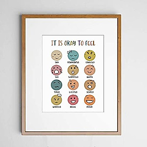It Is Okay To Feel, Boho Classroom Decor, Mental Health, Playroom Decor, Child Art, Back To School, Teacher Gifts, Classroom Decor, Classroom Wall Decor, No Framed (8X10 INCH)