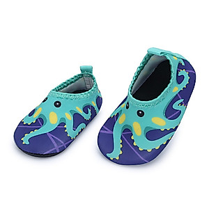 JIASUQI Summer Casual Skin Water Shoes Socks for Baby,Sand Swim Surf Aerobics,Green Octopus 12-18 Months
