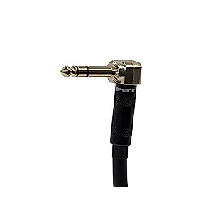 Monoprice Premier Series 1/4 Inch (TRS) Guitar Pedal Patch Cable Cord - 8 Inch - Black with Right Angle Connectors