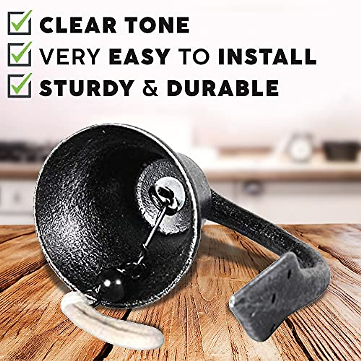 Upstreet Dinner Bell for Outside or Inside Made of Red Copper Hanging Bell, Cast Iron Outdoor Bell to Wall Mounted Surfaces for Church, Home, and School Bell (Cinereous, 6)