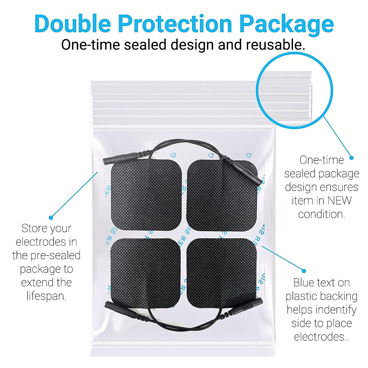 iReliev Electrode Value Pack TENS & EMS Pads (40) 2" X 2" Re-Usable, Premium Super Tack Gel