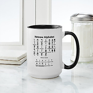 CafePress Hebrew Alphabet Large Mug 15 oz (444 ml) Ceramic Coffee Mug