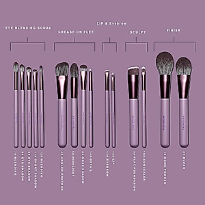 Makeup Brush Set, EIGSHOW Professional Makeup Brushes Kit Foundation Powder Concealers Eye Shadows Makeup 15 Piece for Eye Face Liquid Cream Cosmetics Brushes Kit (Purple)