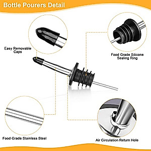 6 Pcs Juice Pour Bottles & 20 Pcs Pourers, Bar Supplies Liquor and Juice Pouring Bottles and Containers Plastic Juice Pour Bottles Stainless Steel Liquor Bottles Pourers for Home Kitchen Party Bar