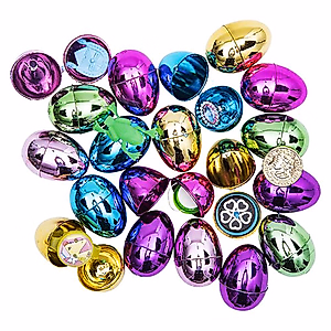 The Dreidel Company Prefilled Easter Eggs (10-Pack) with Assorted Toys - Colorful Bright Plastic Easter Eggs, Perfect for Easter Egg Hunt, Surprise Egg, Easter Hunt, 2" Assorted Toys