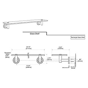 Gatco 4236 Latitude II, Glass Shelf, 20”, Brushed Brass
