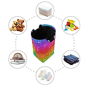 CaTaKu Tie Dye Laundry Hamper, Rainbow Laundry Basket Box Big Storage Waterproof Easy Carry for Family Dormitory Laundry Room, 12.6 x 11 x 22.7 Inches