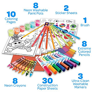 Crayola Trolls World Tour, Neon Create & Color Art Set, Over 70 Art Supplies, Gift for Kids, 5, 6, 7, 8