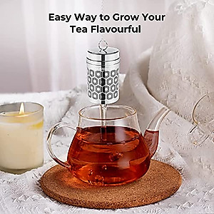 2 Pack Reinmoson Tea Strainers for Loose Tea, Extra Fine Mesh Tea Infuser for Loose Leaf Tea, 304 Stainless Steel & Updated Slim Threaded Lid, Loose Leaf Tea Steeper for Black Tea, Rooibos, etc