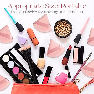 MOTZU 12 Pieces Pure Cotton Powder Puff, Made of Cotton Velour in Triangle Wedge Shape Designed for Contouring, Under Eyes and Corners, 2.76 inch Normal Size, with Strap, Makeup Tool For Cosmetic