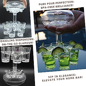 Etihub Shot Glass Dispenser And Holder - Party Drink Set For Liquor With 6 Glasses, Cool Glass Shots Game Accessories, Cute Of Fountains Fun 6x Pourer Bar Stuff, Unique 21 Birthday Parties Machine
