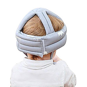 Cute Baby Safety Helmet Toddler Head Protection Adjustable Baby Bumper Hat Head Cushion Helmet Bumper Bonnet Gray
