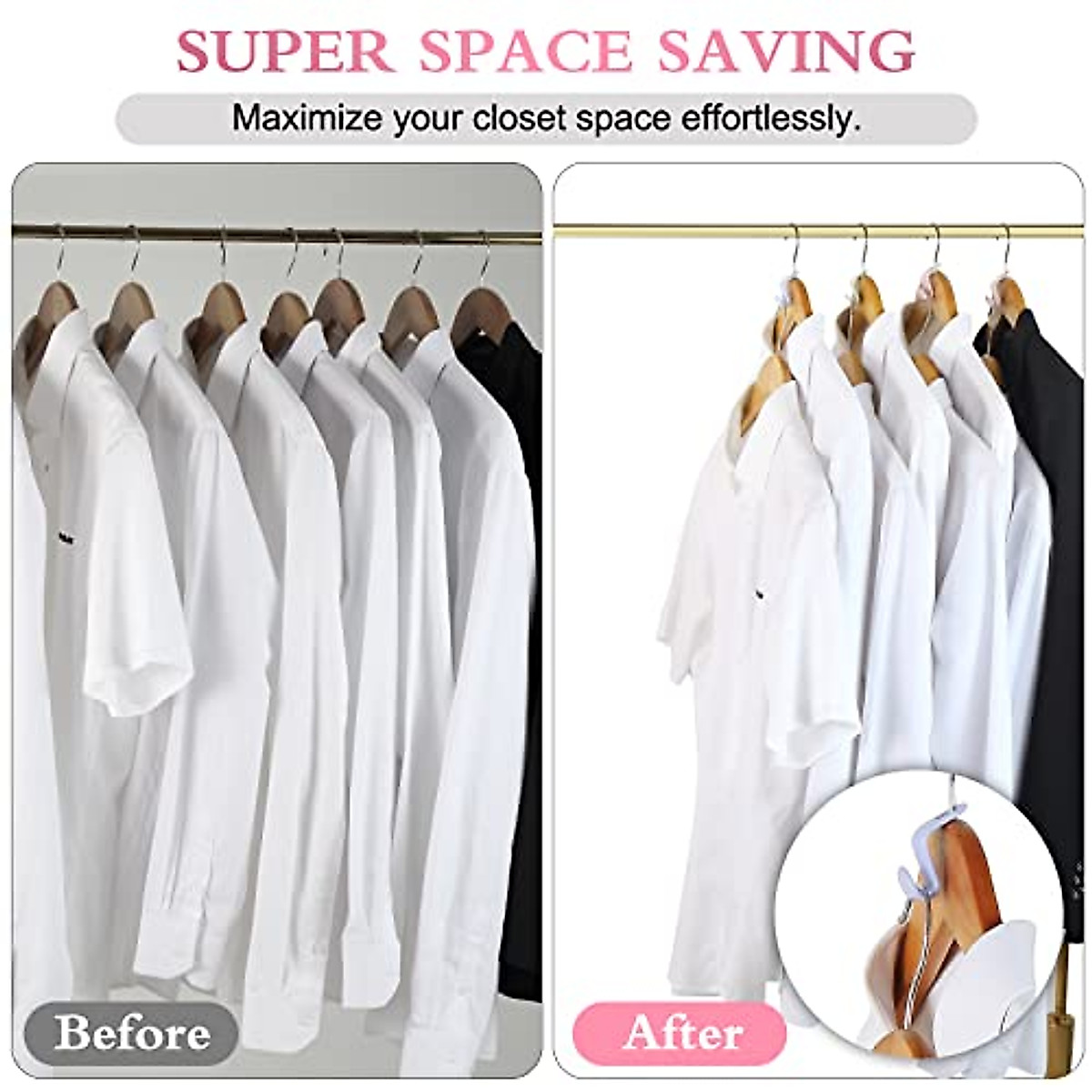 Clothes Hanger Connector Hooks, 60PCS Sturdy Mini Cascading Hanger Hooks, Thickened 20lbs Space Saving Closet Hanger Organizer, Hanger Extender Clips, 5-Color Hanger Connection Hooks for Closet