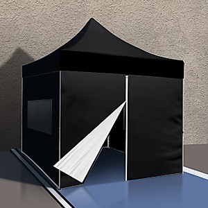 BannerBuzz Pop Up Canopy Tent Privacy 10x10 Emergency Medical Tents Instant Canopy Folding Party Tent with Sidewalls and Mesh Windows with Wheeled Bag (Black)