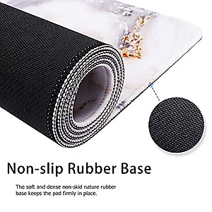 Anyshock Desk Mat, Gaming Mouse Pad Large (35.4" x 15.7" inch), XXL Keyboard Pad with Stitched Edges, Non Slip Rubber Base, Waterproof Computer Desk Pad for Office, Home, Men(Platinum Marble)
