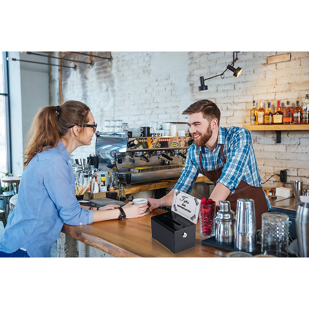Adir Acrylic Donation Ballot Box with Lock - Secure and Safe Suggestion Box Great for Business Cards (6.25" x 4.5" x 4") Black