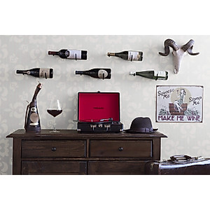 Rustic State Wall Mount Custom Hook Design Iron Wine Bottle Holder Rack Shelf Display for All Adult Beverages Liquor - Home, Kitchen, Dining Room Bar Décor - Set of 6 - Black