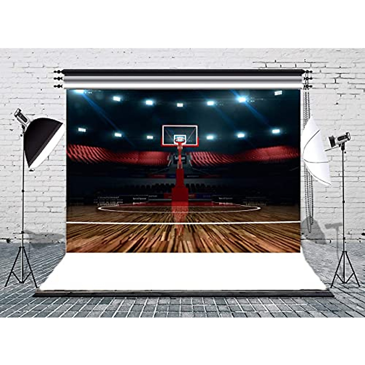 Flowerstown Basketball Court Backdrop Washable Polyester Backdrop, Basketball Backdrop for Birthday Parties Sports backdrops for Photography Decorations Living Room Studio Background 7x5ft FT004