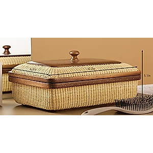 Teng Jin Rectangular with Lid Handmade Nantucket basket Cane staves finely-woven home-storage-baskets-and-containers Arts,Decorative Storage Baskets for Shelves