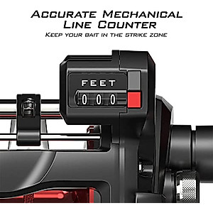 KastKing ReKon Line Counter Trolling Fishing Reel, Round Baitcasting Reels, Right Handed, Size 30