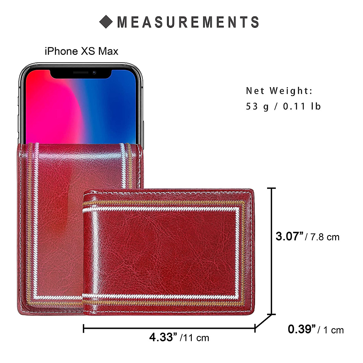 IamaCos Women Bifold Wallet Compact Artificial Leather Wallets RFID Blocking Credit Card Holder 4 Card Slots 3 ID Windows Red