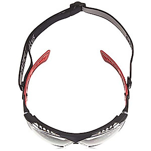 Bolle Safety Rush+ Safety Glasses Platinum® with Assembled Foam and Strap, Black & Red Frame, Clear Lenses