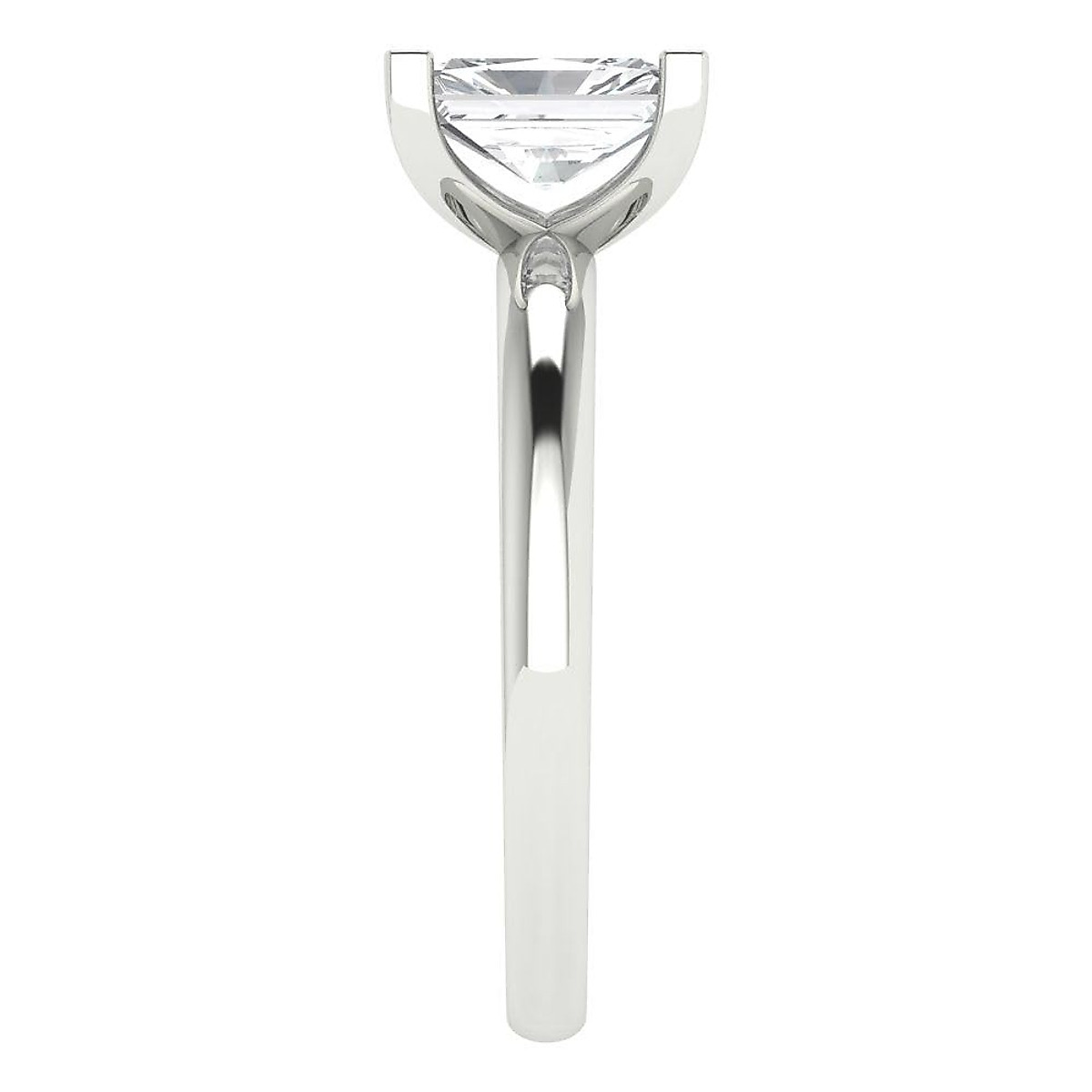 Clara Pucci 1.0 ct Emerald Cut Solitaire Lab Created White Sapphire Bridal Designer Anniversary Engagement Ring 14k White Gold 3.5