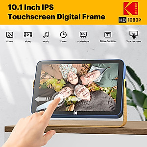 KODAK WiFi Digital Picture Frame 10.1 inch with 16GB Built-in Memory,4000mAh Battery,1280 * 800 Touch Screen Cloud 2.4GHz WiFi, Auto-Rotate, KODAK APP, Gift for Friends Family(Blue, 10 inch)
