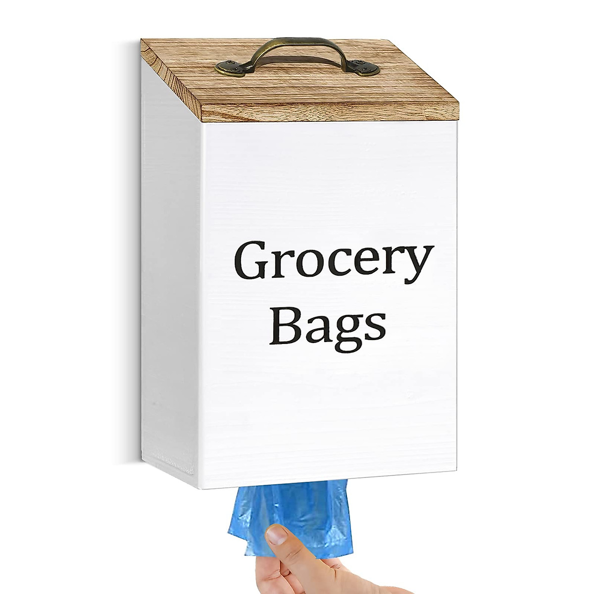 Wall Mount Grocery Plastic Bag Holder and Dispenser for Plastic Bags, Grocery Bag Dispenser with Lid, Plastic Bag Holder for Grocery Bags, Plastic Bag Organizer for Kitchen and Laundry Room