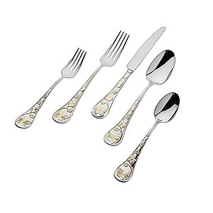 Godinger Flatware Set of Golden Cutlery, Knife/Fork/Spoon - Service of 4