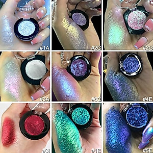 Afflano Single Green Eyeshadow Shimmery, Highly Pigmented Multichrome Eyeshadow Green, Color Changing Forest Green Glitter Eyeshadow, Holographic Chrome Eye Shadow for Green Eye Makeup