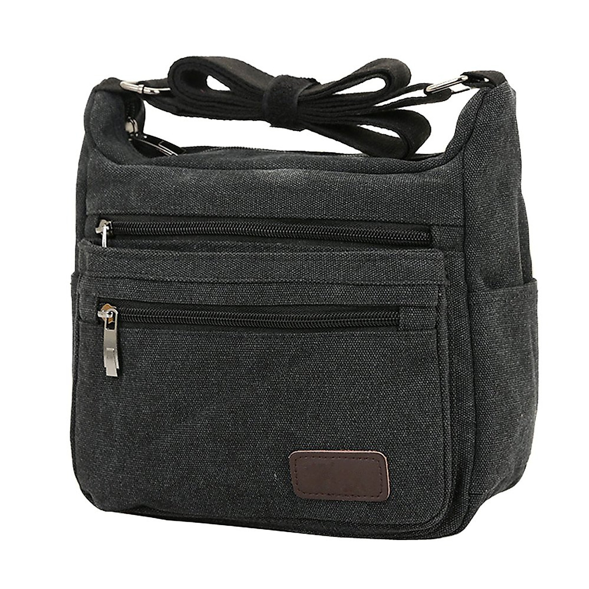 Canvas Shoulder Bag for Women and Men Messenger Handbags Cross Body Multi Zipper Pockets Bag