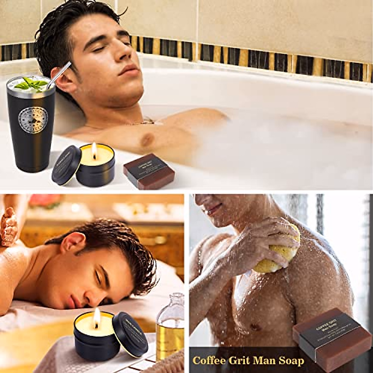 Birthday Gifts for Men Brother Husband, Fathers Day Dad Gifts for Him Boyfriend Outdoorsman Gifts for Men Camping Gifts Unique Mens Gift Set Tumbler Gift Baskets for Men Papa Uncle Gift Box for men