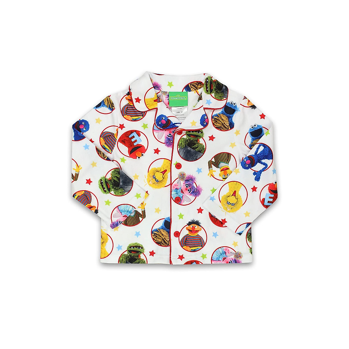 Sesame Street Elmo Toddler Coat Style Pajamas Set (2T, White)