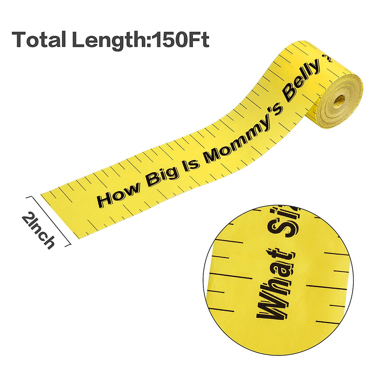 ABOAT 3 Rolls 2in x 150ft Belly Measuring Tape Tummy Measure for Baby Shower Game Party Supplies