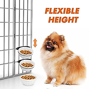 YECERCAN Dog Kennel Water Bowl, 2 Pack Ceramic Hanging Dog Crate Water Bowls No Spill, Removable Thick Tilted Cat Food/Water Bowls for Small Dogs, Cats, Rabbit, Guinea Pigs(5.7 * 2.4&4.7 * 2”)
