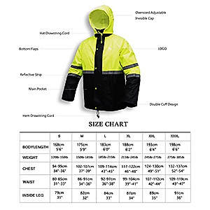 HAOKAISEN Rain Gear, Rain suit for Men Lightweight Waterproof High Visibility Reflective Safety Jacket with Pants(Yellow X-Large)