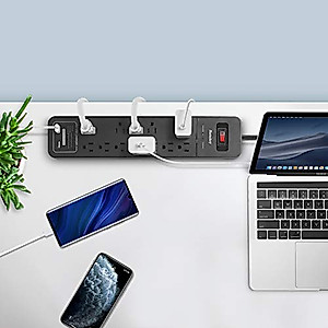 Huntkey Power Strip Surge Protector, 12 Outlets with 2 USB A Ports, 6ft Heavy Duty Extension Cord for Home, Office, Dorm Essential, 2390 Joules, ETL Listed, Black