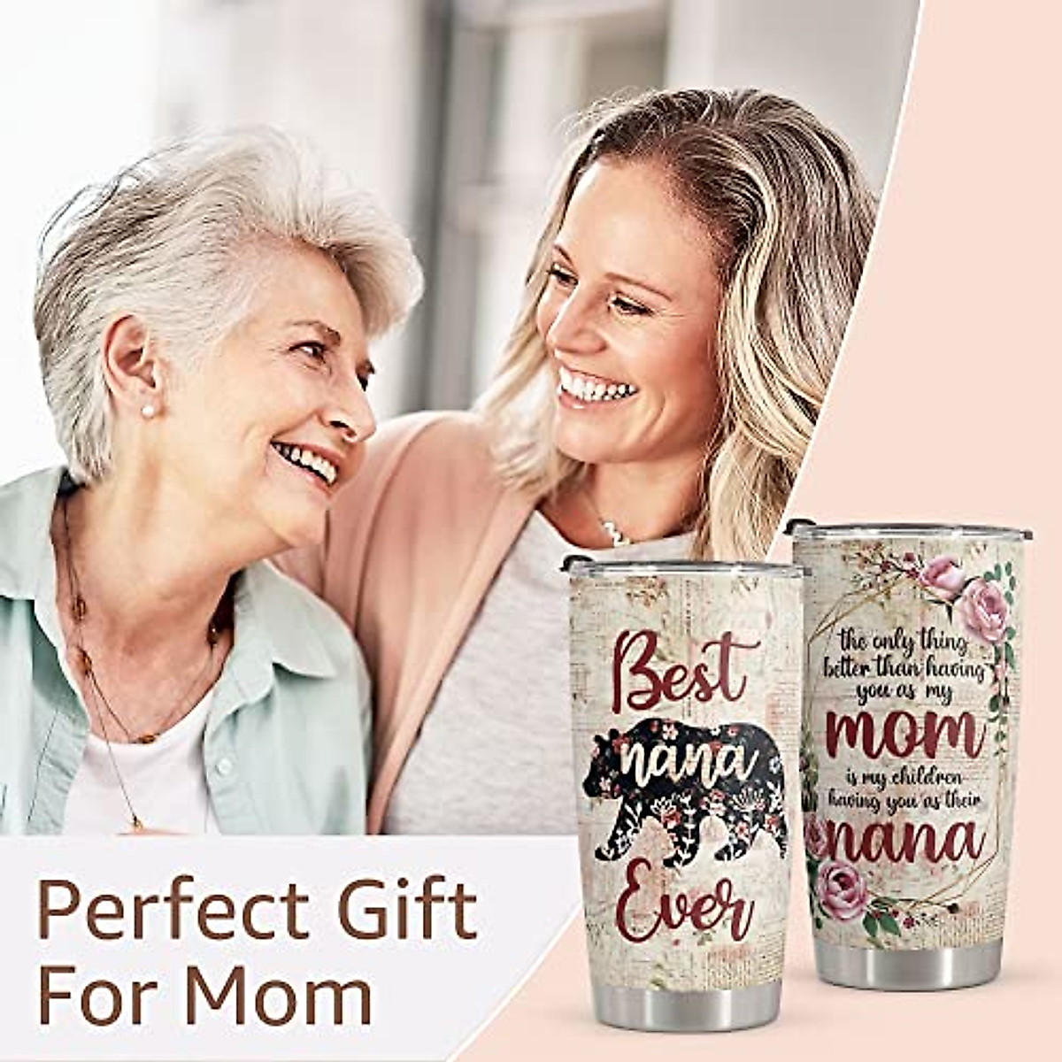 Macorner Mothers Day Gifts - Birthday Gifts for Mom Nana & Mothers Day Gifts From Daughter Son - Mom Gifts Christmas Gifts For Grandma - Stainless Steel Bear Tumbler 20oz Gift For Women - Mom Gifts