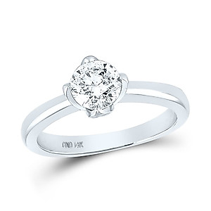 The Diamond Deal 14kt White Gold Round Diamond Solitaire Bridal Wedding Engagement Ring 1 Cttw