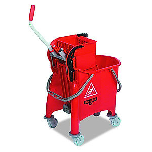 Unger COMBR Side-Press Restroom Mop Dual Bucket Combo, 8gal, Plastic, Red