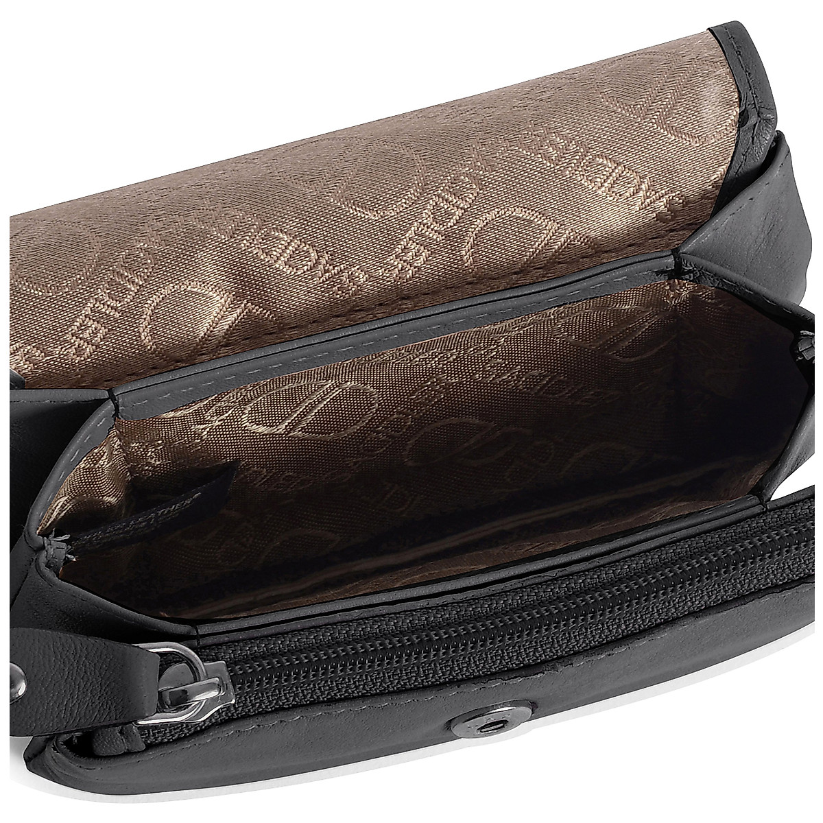 SADDLER Womens Luxurious Leather Flapover Coin Purse | Designer Ladies Triple Gusset Change Pouch with Zip |Gift Boxed - Black