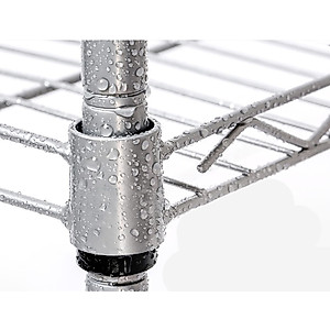 OMKUOSYA 5 Tier Storage Racks and Shelving - Heavy Duty Steel Pantry Shelves - Each Unit Loads 120 Pounds Wire Rack Shelf, Suitable for Kitchen, Bathroom, Closet, Warehouse - Silver