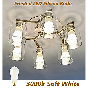 HOMOSUM E26 Frosted LED Edison Bulbs, 6W Equivalent 60W,600LM,AC120V, Soft White 3000K,ST58 Dimmable Antique LED Filament Bulbs with 90+ CRI, Pack of 6 (6W=60W Soft White)